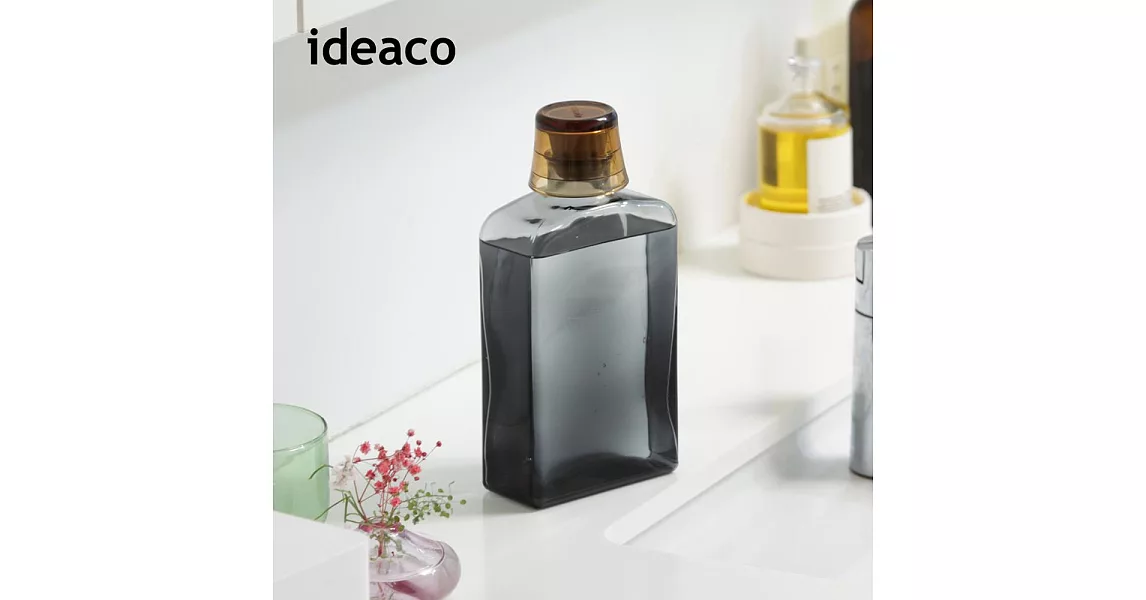 博客來-【日本ideaco】復古風漱口水用玻璃空瓶(附漱口杯)-400ml