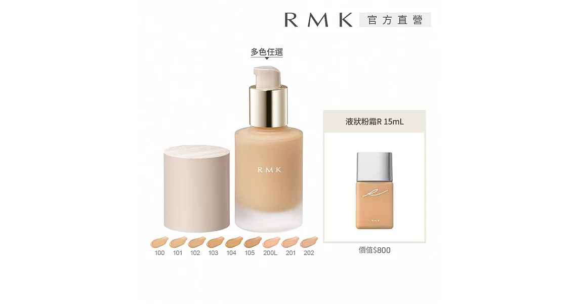 博客來-【RMK】完美無瑕粉底液+液狀粉霜細緻組# 103+#103