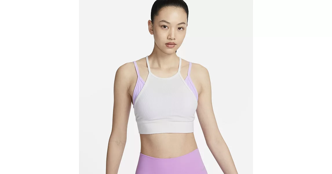 博客來-NIKE AS W NY DF INDY STRPY LL BRA G 女運動內衣-白紫-FZ6568551 M 白色