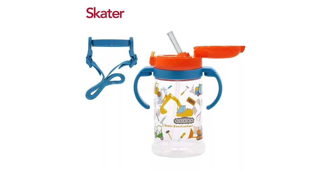 博客來-日本 Skater 寬底吸管杯(370ml)- 工程車