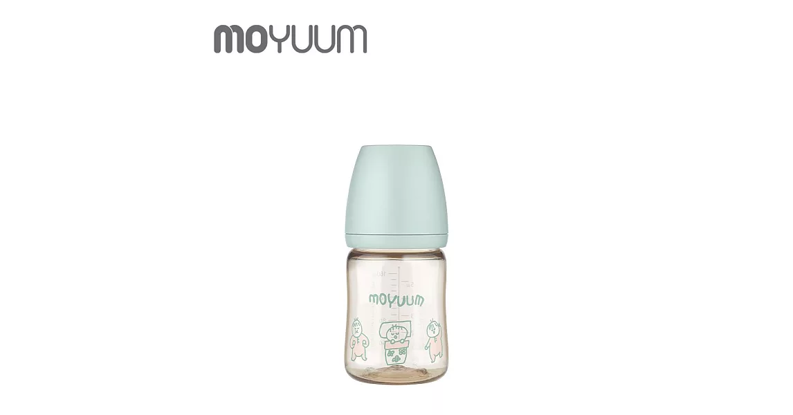 博客來-MOYUUM 韓國 PPSU 寬口奶瓶 170ml (0m+) - 乖乖睡寶貝 (薄荷藍)