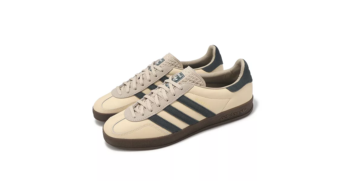 博客來-adidas 休閒鞋 Gazelle Indoor 男鞋 女鞋 卡其 綠 皮革 情侶鞋 愛迪達 JI2584