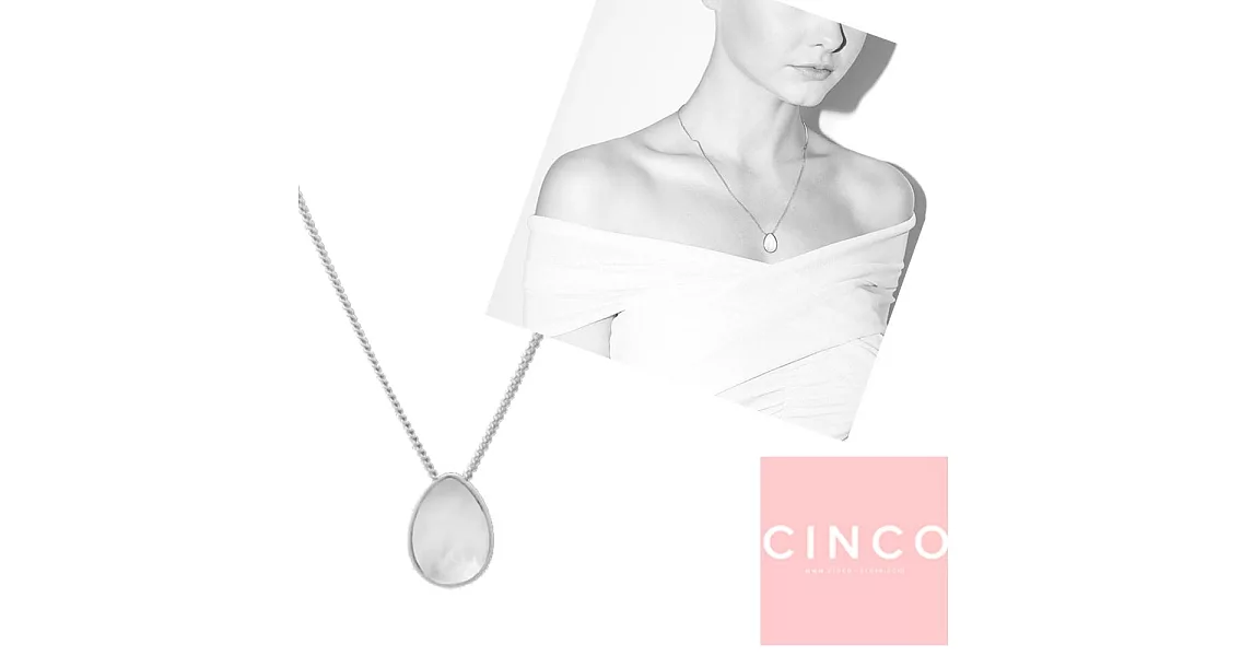 博客來-CINCO 葡萄牙精品 KLEIN NECKLACE 925純銀 珍珠母貝水滴項鍊 滑球可調式設計