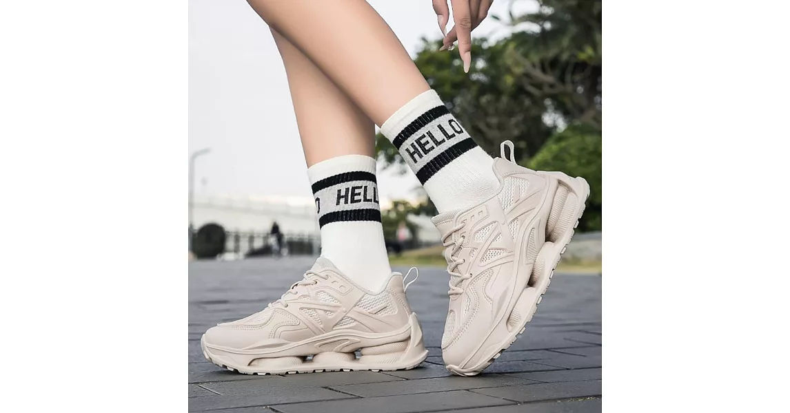 博客來-【Amoscova】女鞋 厚底休閒鞋 百搭風格 老爹鞋 健走鞋 走路鞋 運動鞋(1720) EU37 米色