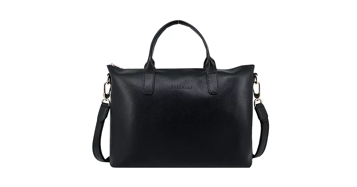 博客來-LONGCHAMP LE FOULONNÉ系列牛皮手提/斜背兩用公事包(小) 黑