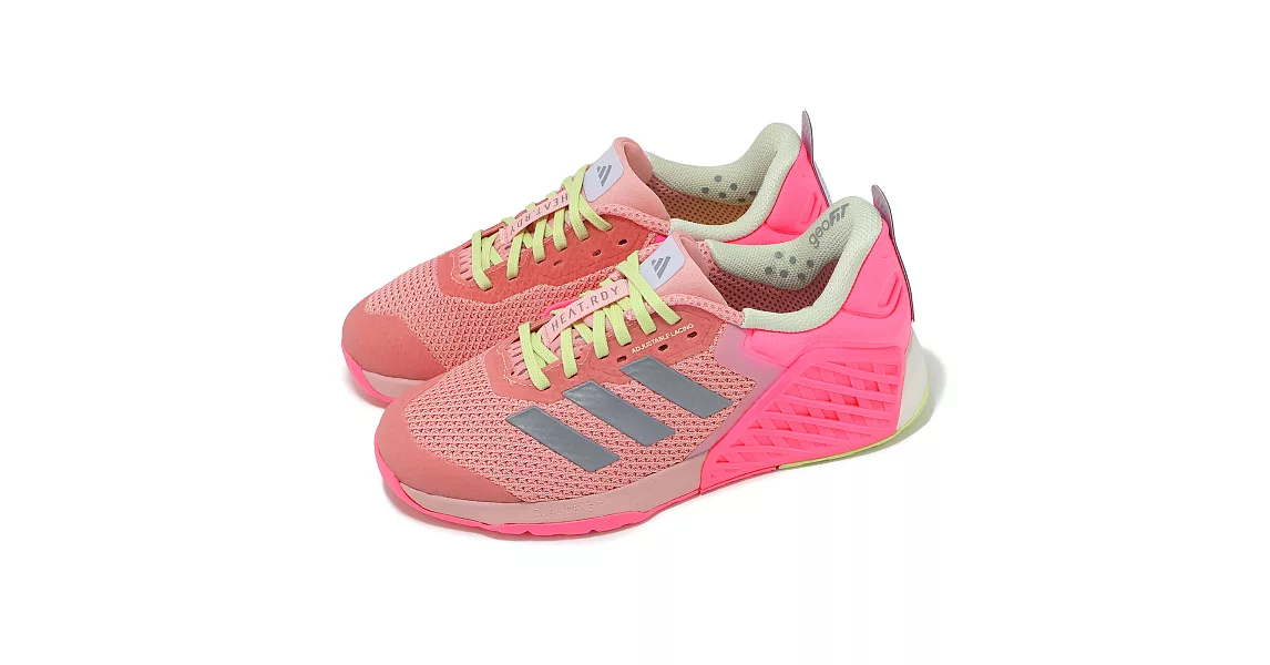 博客來-adidas 訓練鞋 Dropset 3 Trainer W 女鞋 螢光粉 綠 運動鞋 緩震 穩定 健身 愛迪達 JI2075