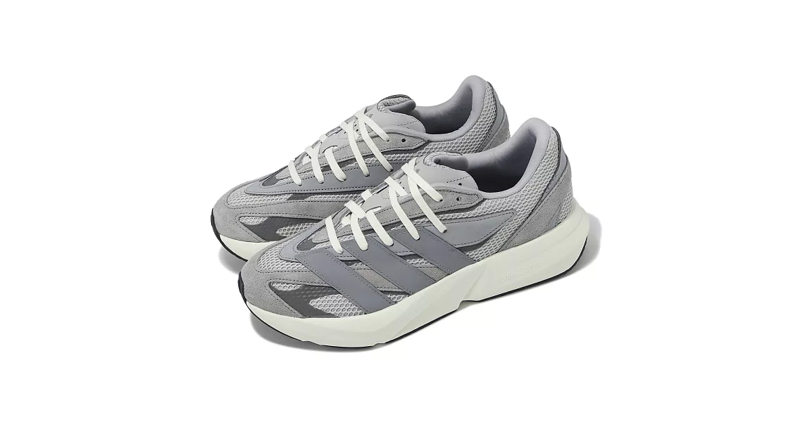 博客來-adidas 慢跑鞋 Lightblaze 男鞋 灰 白 緩震 麂皮 反光 運動鞋 愛迪達 IH8607 28cm GREY ...