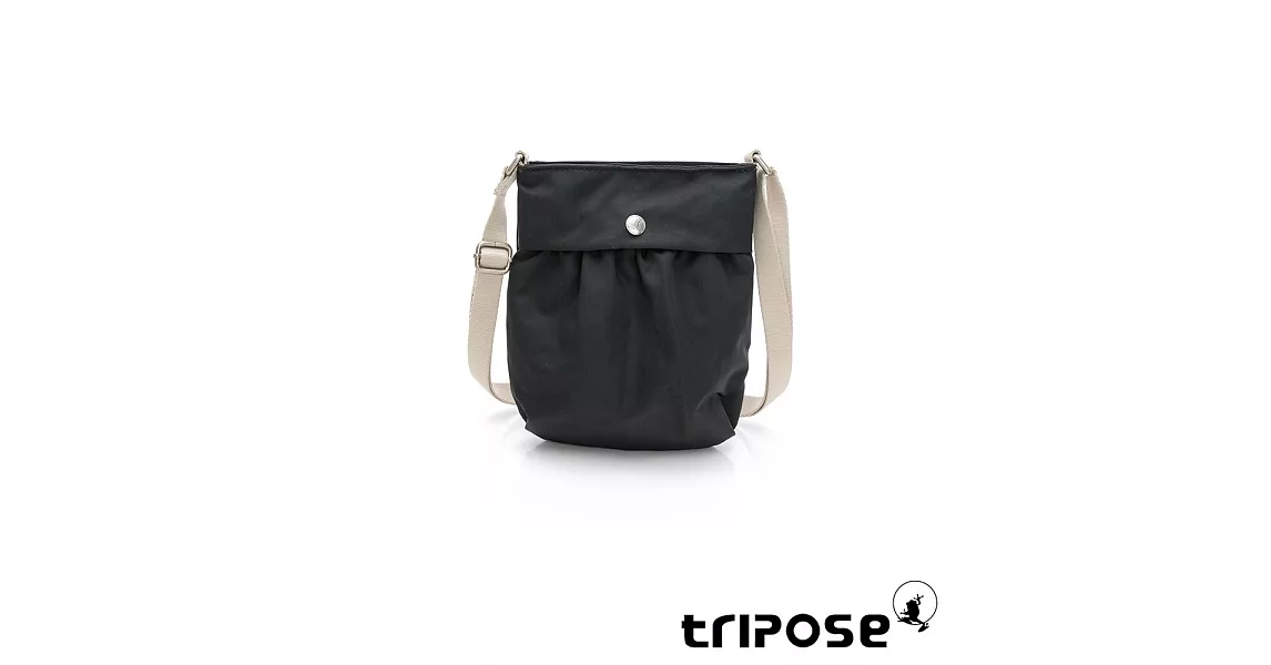 博客來-tripose DIAZ微皺尼龍輕量抓皺方型斜背包 經典黑