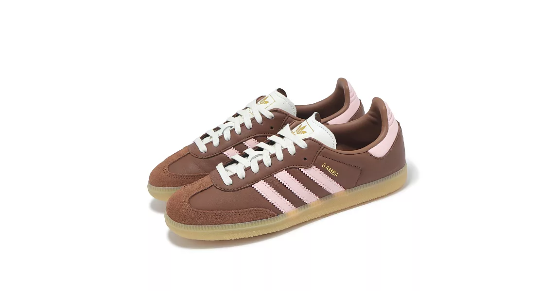 博客來-adidas 休閒鞋 Samba OG W 女鞋 棕 粉 皮革 麂皮 復古 膠底 德訓鞋 愛迪達 JS4092